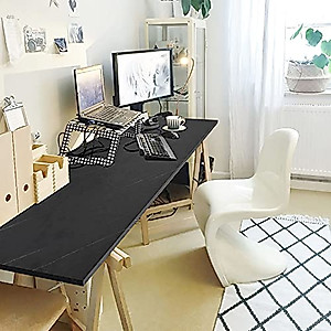 Kaboon 55x28 Desk Table Top, One Piece Wood Tabletop for Home and Office Desk, Double Desk, L Desk DIY(27.5" D x 55" W, Cloud Atlas/Black Desktop Only)