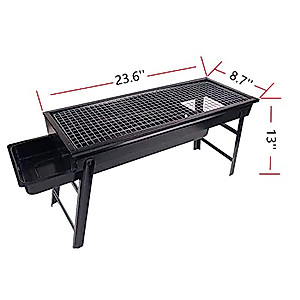 Xicennego Portable Charcoal Grill Outdoor Grill With Handle Foldable BBQ Grill For Picnic Beach Terrace Backyard Barbecue(Large)