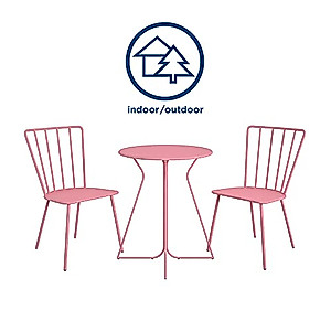 Novogratz Poolside Gossip Collection, Heidi Outdoor/Indoor Bistro Set, 3 Piece, Pink