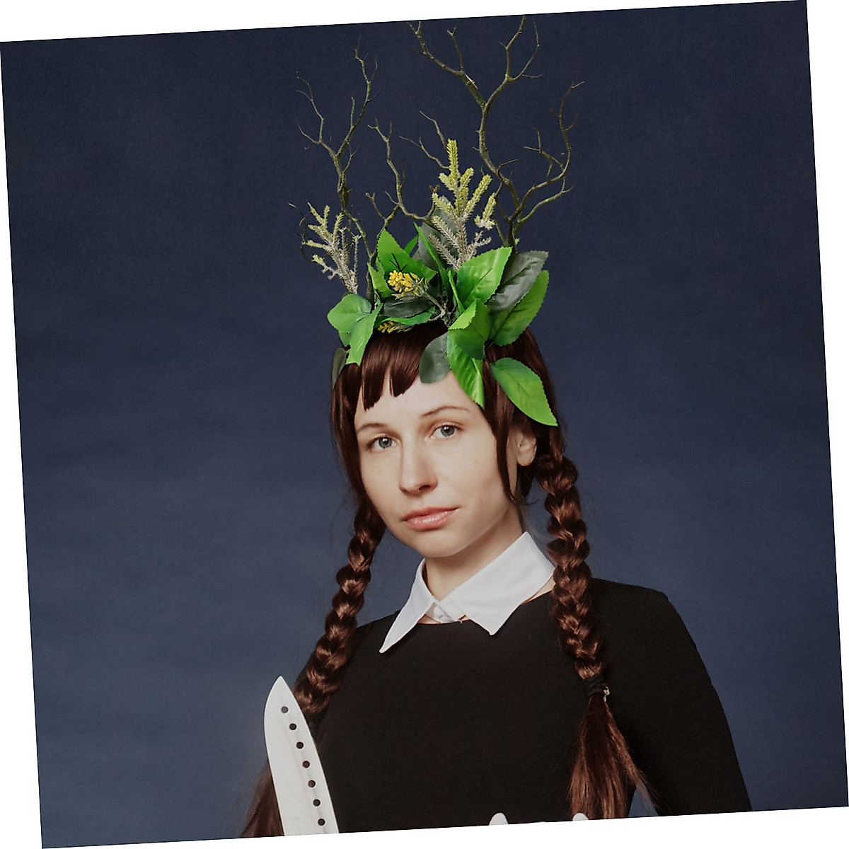 FRCOLOR Green Branch Crown Woodland Headband Halloween Goth Antler Headpiece Floral Fairy Hairband for Women Girls Branch Leaves Hair Accessories