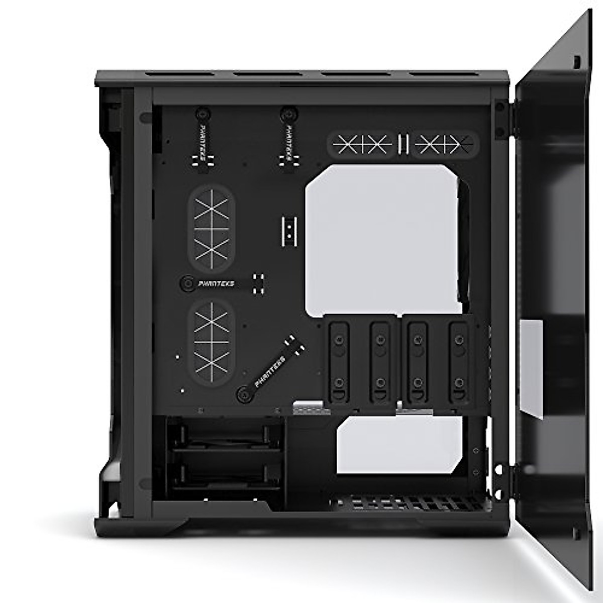 Phanteks (PH-ES314ETG_BK) EVOLV mATX Tempered Glass Edition Aluminum Exterior RGB LED Illumination Micro Tower Case, Satin Black