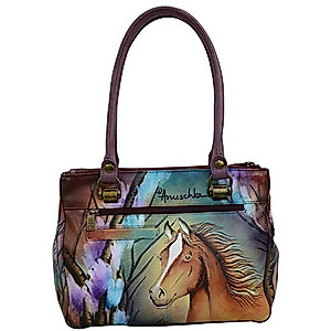 Anuschka Women's Genuine Leather Triple Compartment Medium Tote | Hand Painted Original Artwork | Free Spirit