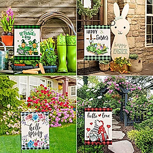 Seasonal Garden Flags Set Set of 12 Double Sided 12x18 Inch 4th of July Garden Flags Holiday Yard Flags, Summer Welcome Garden Flags Small Yard Flags for All Seasonal for Outside Home Decorations