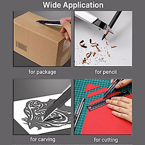 Retractable Utility Knife - Box Cutter for Carton, Cardboard, Home & Office, 30 Degree Snap Off Blade 9MM - 1 Pack with 10 Replacement Blades Included