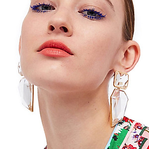 Acenail Glass Earrings Crystal Rectangle Geometric Dangle Drop Earrings Rhinestone Statement Trendy Pendant Earrings Acrylic Big Dangle Earrings Wedding Christmas Jewelry Gifts for Women