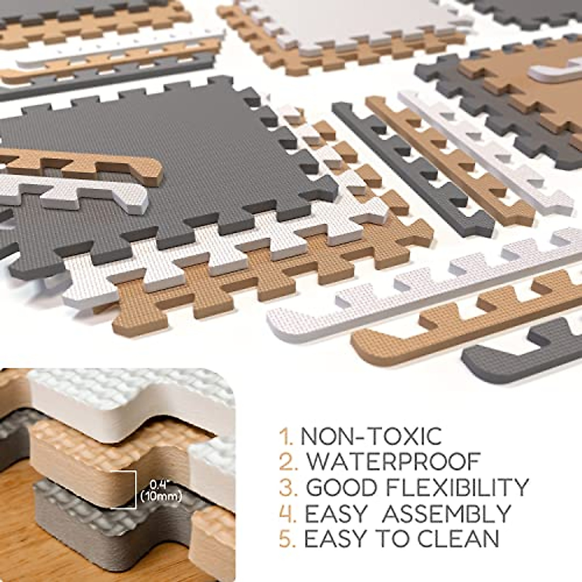 Angels Foam Play Mats Tiles with Borders, 32 pcs Set - Playmat Multi Use, Create & Build A Safe Play Area Interlocking Puzzle eva Non-Toxic Floor for Children Toddler Infant Kids Baby Toy Room & Yard