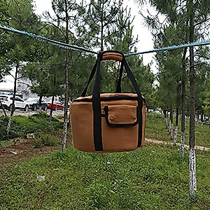 Gojiny Insulated Round Thermal Casserole Food Carrier Outdoor Round Cookware Storage Bag with Zippered Waterproof Canvas Organizer Carrying Bag with Handles for Amping Cookware Other Sundries