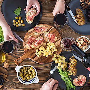 Acacia Wood Cutting Board Pizza Peel - EVNSIX Round Cutting Boards with Handle for kitchen,Wooden Chopping Board Countertop for Meat, Bread, Vegetables Fruits Charcuterie Cheese Serving Paddle Board