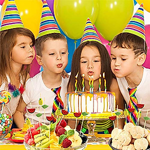 Minisland Mix-colored Fruits Watermelon Pineapple Leaf Cocktail Toothpicks 4.7 Inch Long Bamboo Skewers for Appetizers Drinks Hawaiian Party Food Picks 100 Counts- MSL115