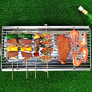 Portable Charcoal Grill 18 inch, Folding BBQ Grill Portable Grill with Reinforce Support Frame, Alloy Steel Table Top Grill Charcoal for Outdoor Cooking,Camping,Backyard Barbecue