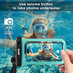 JOTO IPX8 Waterproof Phone Pouch Case, Underwater Dry Bag for Phone Protector for iPhone 15 14 13 12 11 Pro Max, Galaxy S24 S23 S22 Ultra Pixel to 7" Cruise Vacation Essential -2 Pack, Green