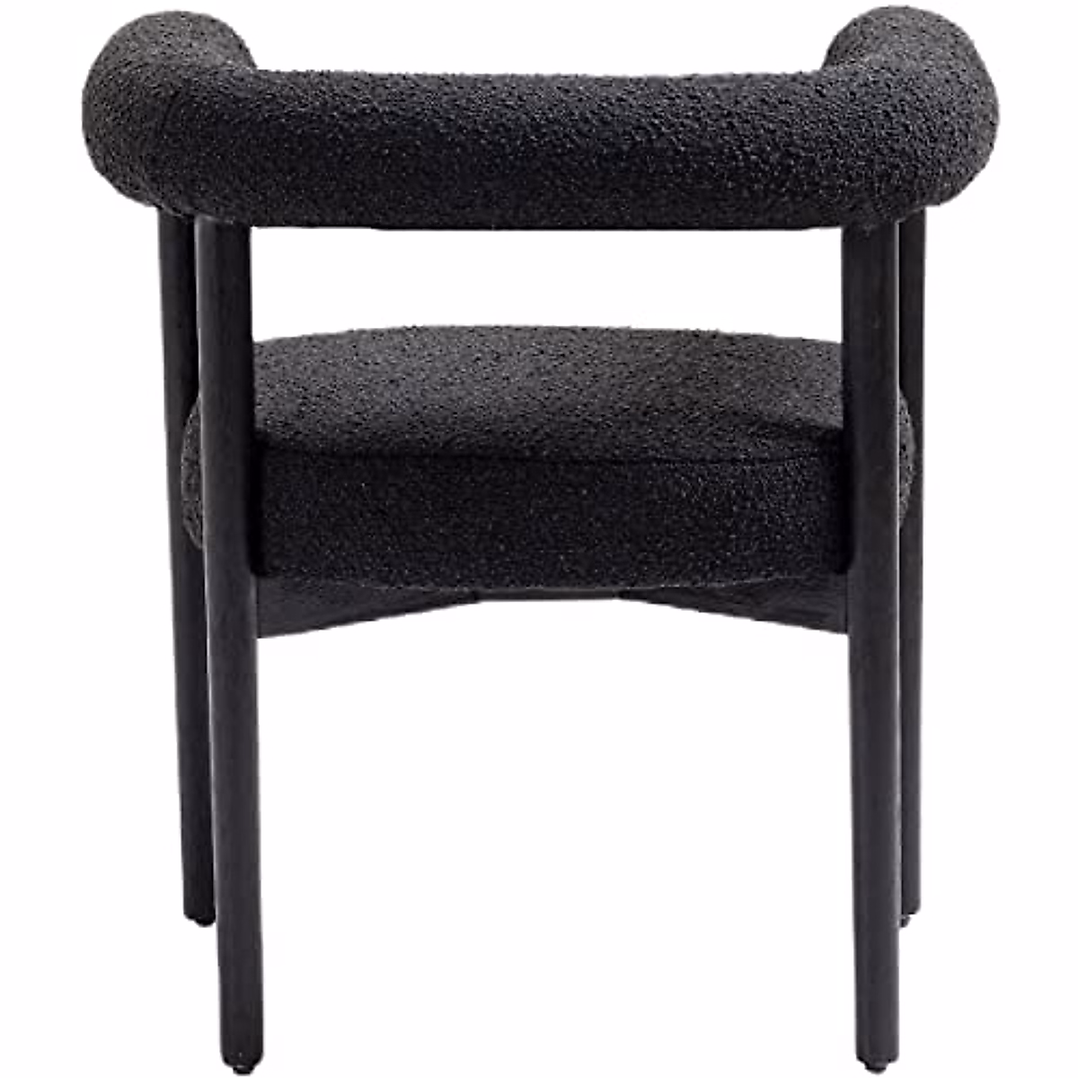 Meridian Furniture Hyatt Collection Mid-Century Modern Dining Chair, Solid Wood Finish, Rich Boucle Fabric, 26.5" W x 22" D x 28" H, Black