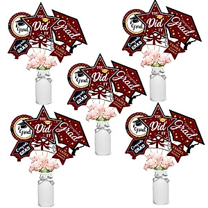 Maroon and Gold Graduation Decorations Set of 24 Class of 2025 Table Decor Congrats Grad Party Centerpiece Sticks Table Toppers Graduation Party Supplies