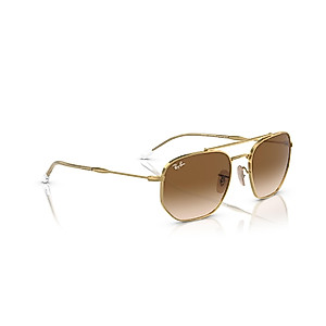 Ray-Ban RB3707 Square Sunglasses, Gold/Clear Gradient Brown, 54 mm