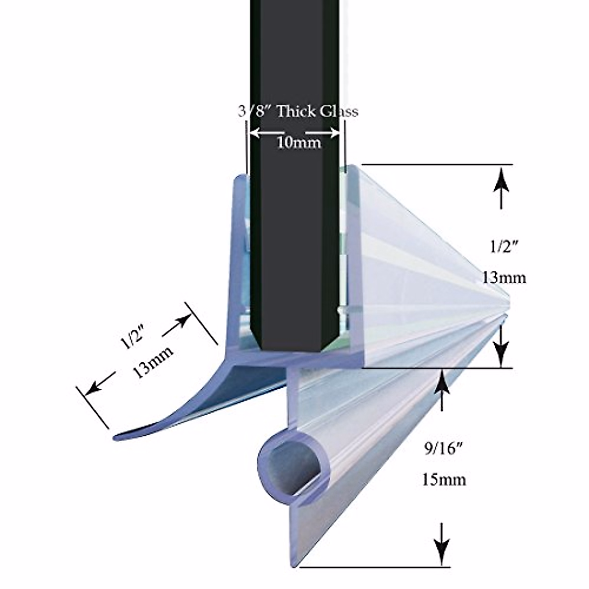 ELEGANT Shower Plastic Strip 28" Long Clear Vinyl Shower Door Bottom Seal Strips,Waterproof Rail for 3/8" Frameless Glass Shower Doors