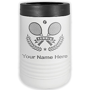 LaserGram Double Wall Insulated Beverage Can Holder, Tennis Rackets, Personalized Engraving Included (Standard Can, White)