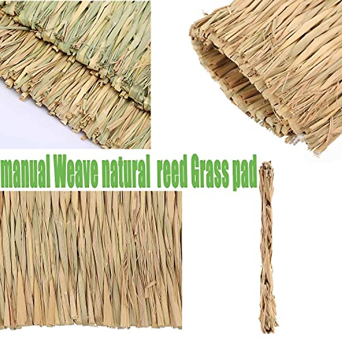 Rabbit Grass Mat, Bunny Natural Straw Woven Bed, Small Animal Cages Hay Nest Sleeping, Chewing, Nesting and Toys for Guinea Pig Hamster and Rat Bed Mat