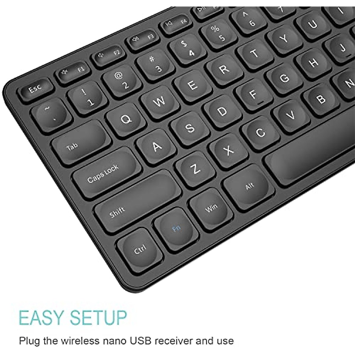 Arteck 2.4G Wireless Keyboard Ultra Slim Full Size Keyboard with Numeric Keypad and Media Hotkey for Computer/Desktop/PC/Laptop/Surface/Smart TV and Windows 10/8/ 7 Built-in Rechargeable Battery