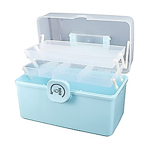 Tofficu Portable Medicine Box Organizer Storage Fold 3- Layer Large Medicine Cabinet Household Medicine Storage Box Medicine Chest Medication Chest Storage Container