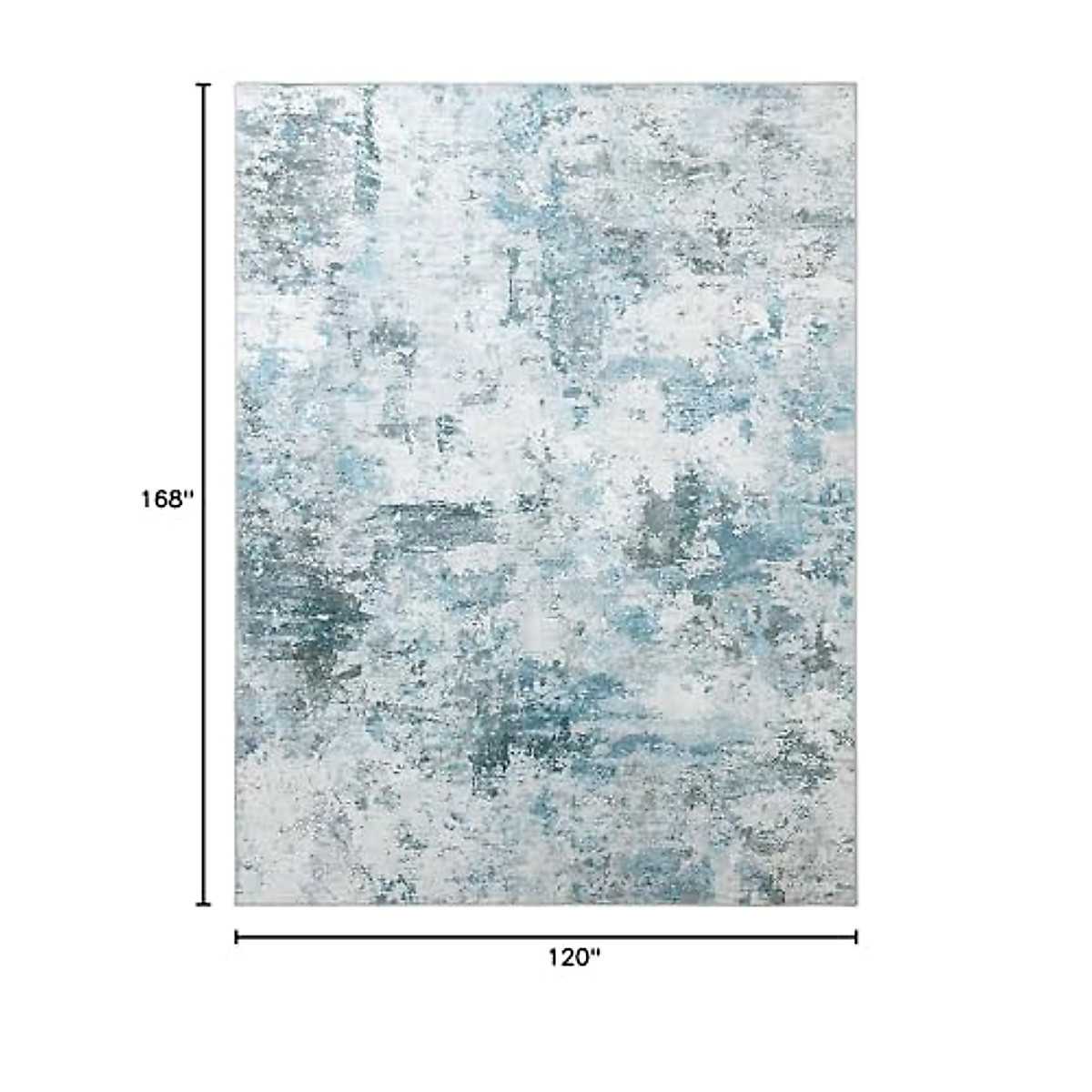 HOMBYS 10x14 ft Modern Abstract Area Rug for Living Room Bedroom, Large Floor Carpet with Non-Slip Backing for Indoor Office Dining Room, Boho Home Deco, Blue, Machine Washable