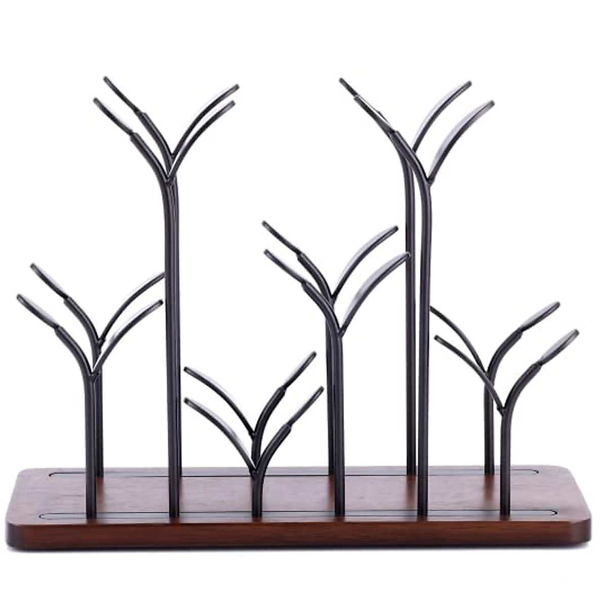 Kovot Tabletop Bottle Rack, 6 Wine Bottle Holder, Dark Brown Wood Base with Black Iron Branches, Countertop Home Decor Kitchen Storage Rack, Bar, Cellar, Cabinet, Pantry