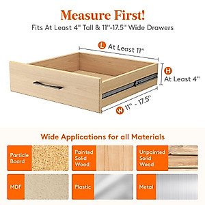 Lifewit 9 Pack Drawer Dividers 4" High, 11-17" Adjustable Drawer Organizers for Clothes, Expandable Dresser Separators in Bedroom/Bathroom/Kitchen/Fridge/Office Organization and Storage, White