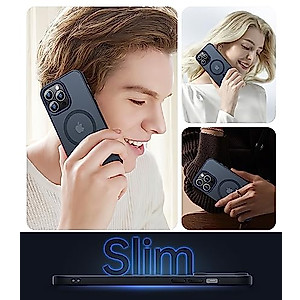 Kocanasi 𝗡𝗘𝗪 Magnetic for iPhone 13 Pro Max Case [Compatible with MagSafe] [10FT Military Grade Drop Tested] Slim Translucent Matte Case for iPhone 13 Pro Max Phone Case, Black (6.7")