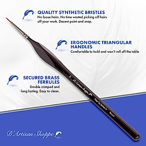 Small Paint Brush Miniature Brushes. Fine Tip Series 4pc 000 Paintbrushes Set for Art Watercolor Acrylics Oil - Model Craft Warhammer Airplane Kits Nail Paint by Numbers Micro Detail Hobby Painting