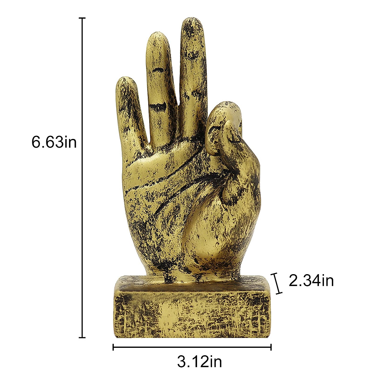 aboxoo Hand Finger Gesture Desk Statues Fingers Sculpture Creative Home Living Room Cabinet Shelf Decoration (OK Gesture in Bronze)
