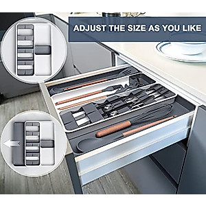 Kitchen Drawer Organizer, Silverware Flatware Organizer, Large Expandable Cutlery Organizer & Knife Drawer Organizer, Kitchen Utensil Drawer Organizer