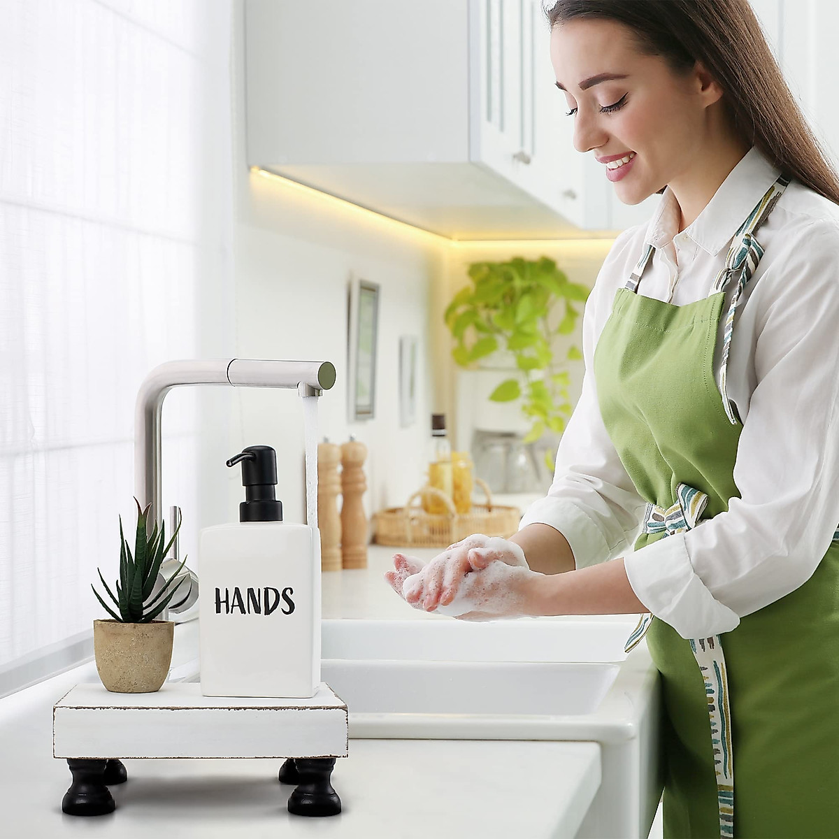 KIBAGA Decorative Wood Riser For Display - Beautiful Wooden Farmhouse Pedestal Stand Uniquely Displays Your Decorations - The Perfect Display Tray for Your Home and Kitchen Decor