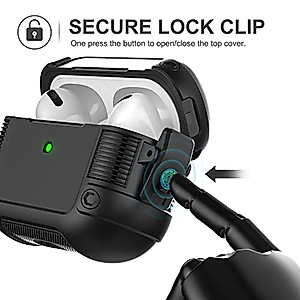 Winproo Airpods Pro 2 Case Cover with Side Lock, Military Airpods Pro 2nd Generation Case Hard Shell Full-Body Shockproof Protective Airpods Pro Skin with Keychain [Black]