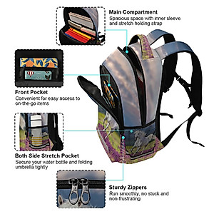 Horse Kids Backpack Bookbag Lavender Flower Elementary School Bag for Boys Girls Travel Rucksack