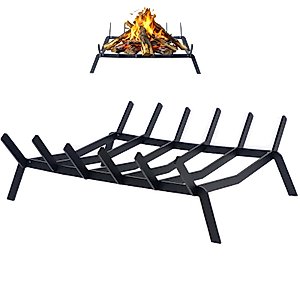 CozyKallos Fireplace Grate 17 inch, Heavy Duty Steel Fireplace Log Grate, Fireplace Log Holder with 6 Bars Fireplace Accessories for Indoor/Outdoor/Camping/Chimney/Firepit