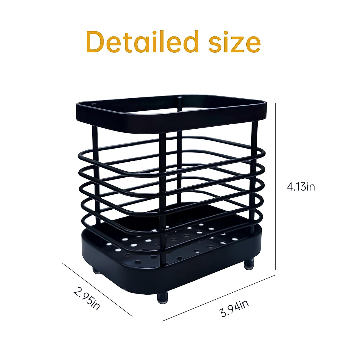 LAIPART Stainless Steel Sink Utensil Holder Countertop,Kitchen Countertop Organizer Rack,Multi-Functional Storage Rack for Kitchen Storage Forks, Knives, Spoons(Black)