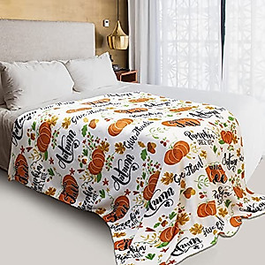 Fall Home Decor Throw Blanket Thanksgiving Soft Fall Blanket Polyester Fiber Cozy Fuzzy Autumn Throw Blanket for Couch Bed Sofa Thanksgiving Decor, 60 x 50 Inch(Pumpkins)