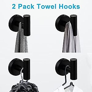 Bathroom Hardware Set, 6-Piece Matte Black Bath Accessories Set Wall Mount Includes 17/23" Towel Bar,Toilet Paper Holder,Towel Ring, 2 Hooks SUS304 Stainless Steel,Heavy Duty