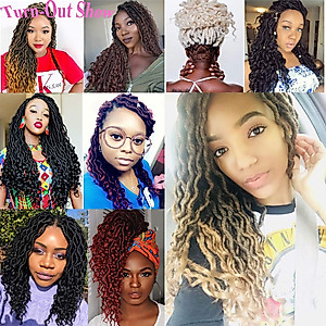 6 Packs Goddess Locs Crochet Hair 14 Inch Gray Wavy Curly Faux Locs Crochet Braids Synthetic Hair Extensions Dreadlocks Crochet Locs Braiding Hair Goddess Brainds Crochet Hair (14" (6 Packs), #51)