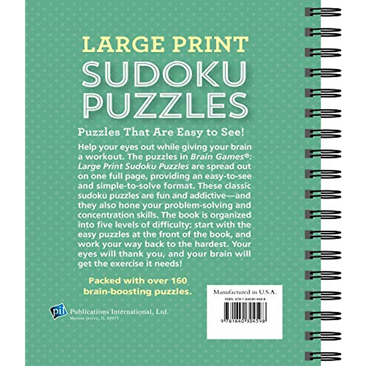 Brain Games - Large Print Sudoku Puzzles (Green)