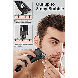 Men's Foil Electric Shavers, Electric Razor for Men Cordless USB-C Rechargeable Shaver with Pop-up Trimmer, Waterproof Wet and Dry Foil Razor with Travel Pouch LED Display for Face Beard Style
