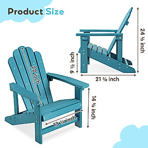 EFURDEN Kids Adirondack Chair, Polystyrene Adirondack Chair for Children, Easy-Maintenance Patio Chair for Outdoor and Indoor (Blue)
