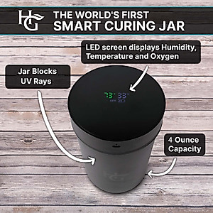 Herb Guard Auto-Cure Smart Jar and Vacuum Seal Curing Jar with Built In Hygrometer (2 Liter) Curing Kit & Child Resistant Container Keeps Herbs and Serving Spices Fresh for Months