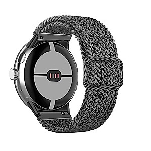 iPartsonline Watch Stretch Band Compatible with Google Pixel Watch Smartwatch Nylon Woven Strap Braided Solo Loop Sport Replacement Wristband Bracelet