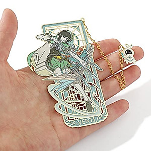 Genshin Impact Venti Metal Bookmark - Classic Anime Figure Bookmark, Great Gift for Game Fans, Reader, Friends or Teachers