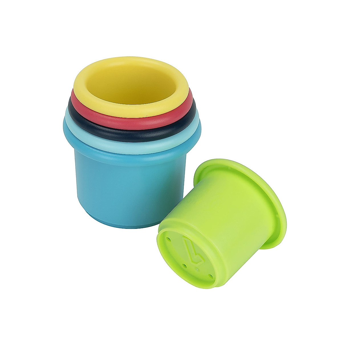 green sprouts Sprout Stacking Cups Made from Plants, Fun for Bath, Pool, Water & Sand Play, Holes for Sifting & Sprinkling (6 pk)