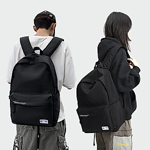 PAUBACK Black high school backpacks for teen girls,book bag backpack for school teens,college travel daypack for women men for laptop 15.6",water resistant & lightweight Casual University backpack