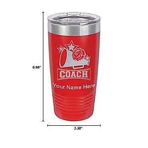 LaserGram 20oz Vacuum Insulated Tumbler Mug, Cheerleading Coach, Personalized Engraving Included (Red)