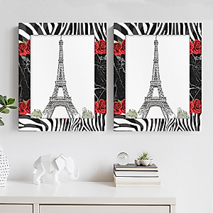 Herdesigns Red Rose Flower 8x10 Picture Frame Personalized Custom Text Name Marble Zebra Texture Wooden Picture Frame for Wall and Tabletop Display, Photo Picture Frame Customized Gift