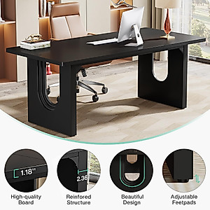 Tribesigns Modern Executive Desk, 70.9" Large Office Computer Desk, Conference Table Meeting Room Table, Simple Workstation Business Furniture for Home Office, Black