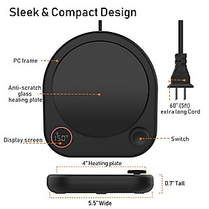 Oracer Coffee Mug Warmer for Desk, Electric Cup Heater for Tea Milk Beverages with Adjustable Temperature Display, Auto Shut Off Timer Mug Sensor, Candle Wax Heating Plate, Ideal Gift Accessory